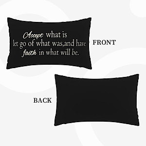 NIDITW Inspirational Quote Throw Pillow Cover 12x20 Inches Accept What is Let Go of What was and Have Faith in What Will Be Lumbar Cotton Linen Cushion Case for Sofa Home Decor