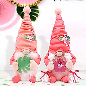 CiyvoLyeen Flamingo Gnomes Summer Gnomes Decor Beach Tropical Decor Tomte Plush Handmade Scandinavian Nisse Elf Dwarf Home Household Farmhouse Kitchen Tiered Tray Decorations