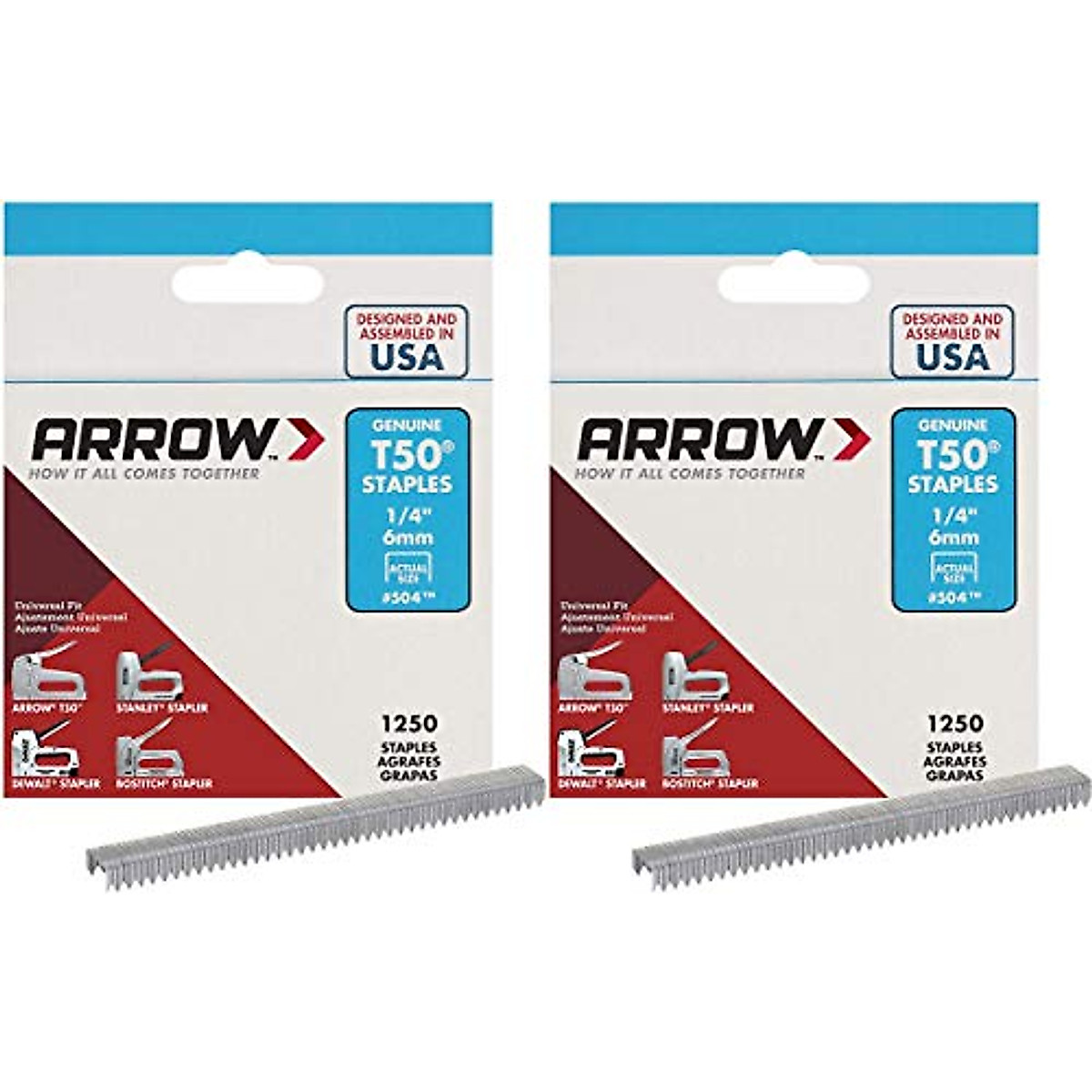 Arrow Fastener 504 Genuine T50 1/4-Inch Staples, Pack of 2