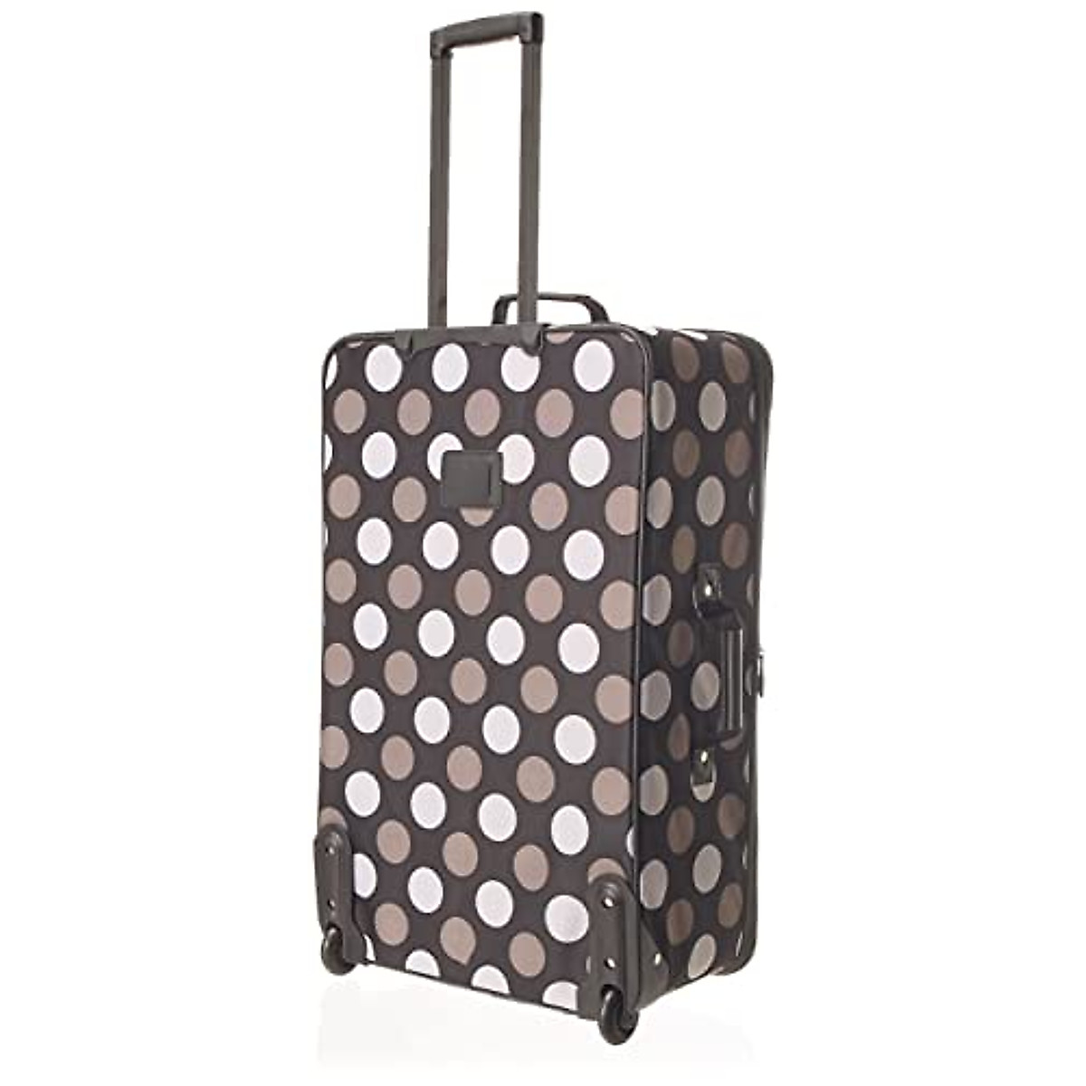 Rockland Escape 4-Piece Softside Upright Luggage Set, Telescoping Handles, Black Dot, (14/19/24/28)