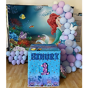 Mermaid Princess Backdrop,Under The Sea Mermaid Background for Photography Girls Birthday Party Decoration Supplies 5x3ft