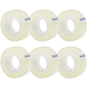 6 Rolls Transparent Tape Refills, Clear Tape, All-Purpose Transparent Glossy Tape for Office, Home, School