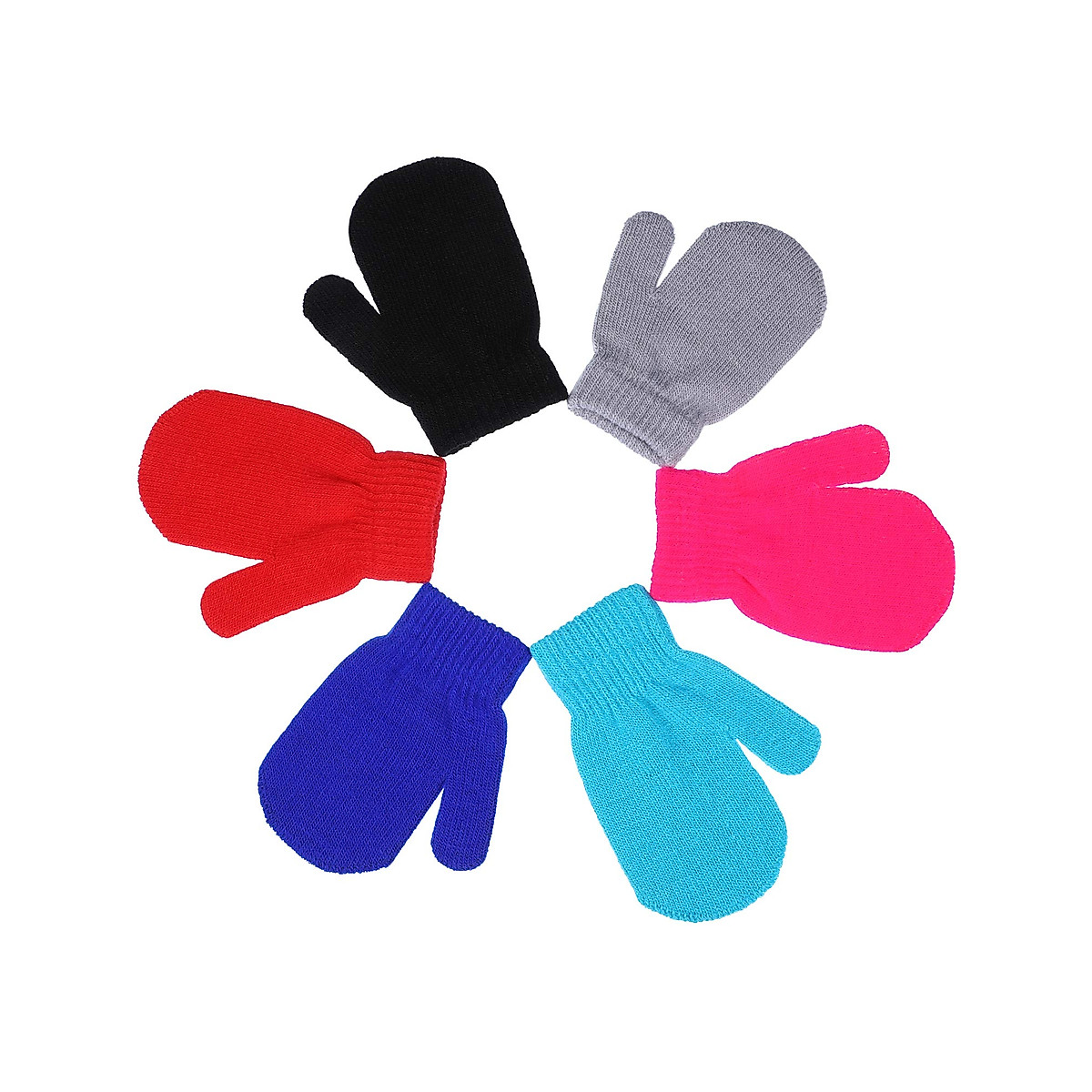 Sumind 12 Pairs Kids Mitten Knitted Toddler Mittens Winter Warm Stretch Gloves Infant Mitten Gloves for Boys Girls (Bright Colors)