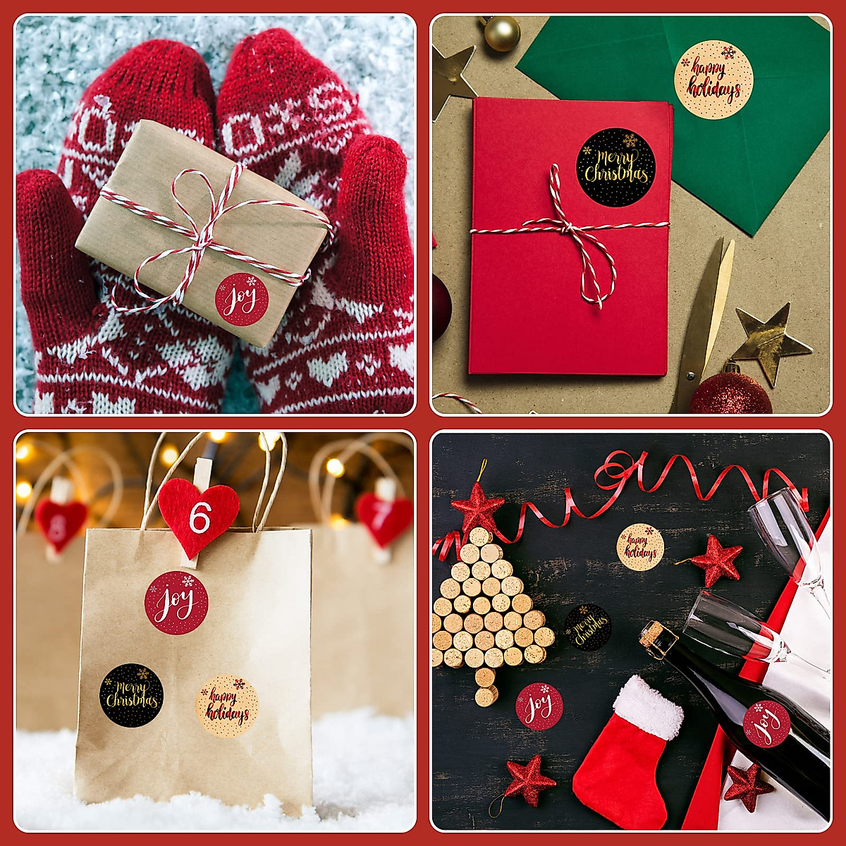1500 Pieces Joy Christmas Stickers for Envelopes Self-Adhesive Merry Christmas Sticker 1 Inch Round Happy Holiday Package Stickers Xmas Seal Labels Christmas Stickers Gift Wrapping Cards Decoration