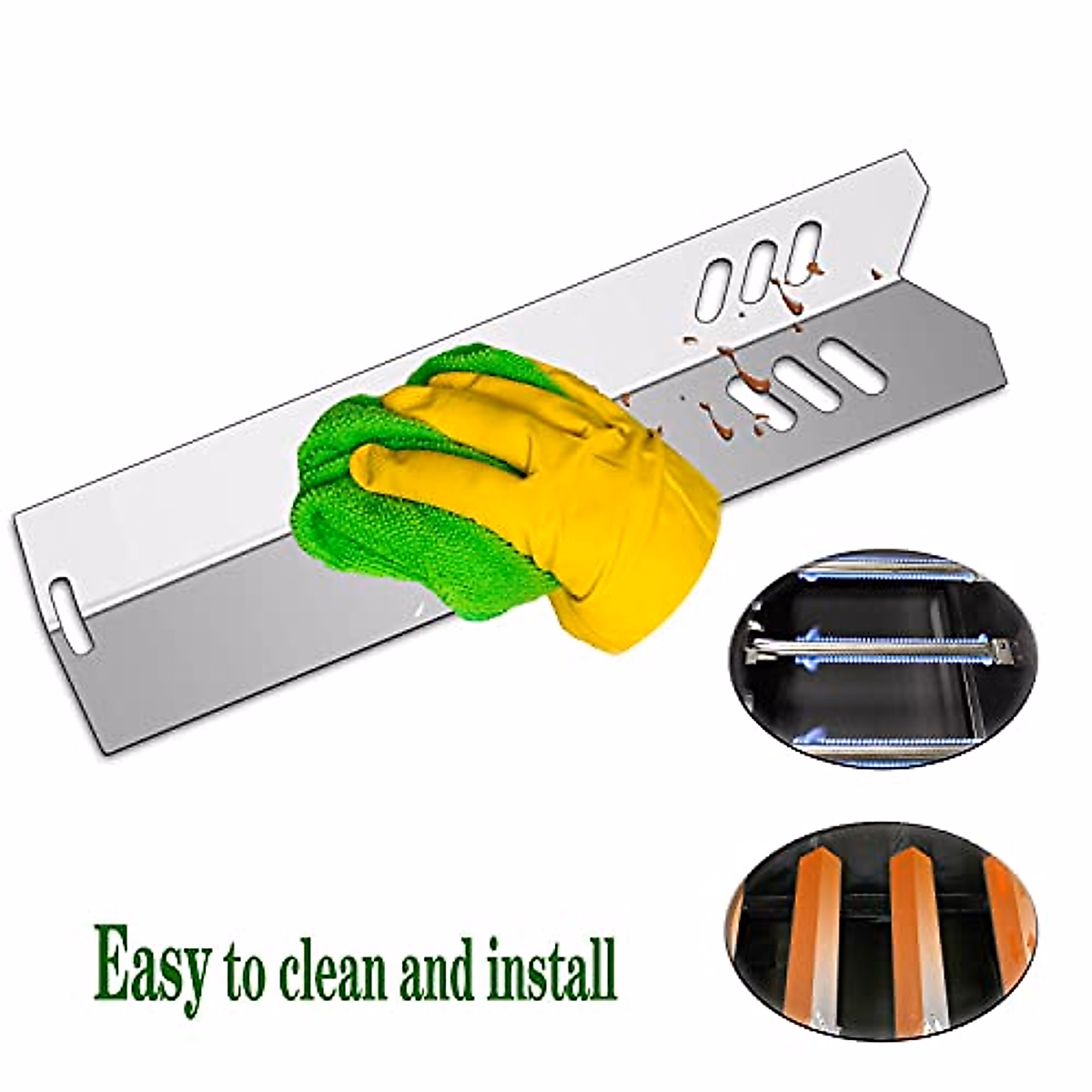 Boloda Heat Plate Tent Shields, 3pc Stainless Steel Grill Replacement Parts, BBQ Flame Tamer Vaporizor Bar for Uniflame GBC1030W, GBC1030WRS, GBC1030WRS-C, GBC1134W, GBC1134WRS Grill Models