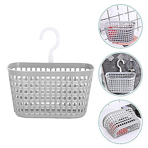 Luxshiny 6pcs Plastic Hanging Baskets Wall Mounted Shower Baskets Hanging Basket Organizer with 360 Degree Rotating Hook Rectangle Storage Baskets for Kitchen Bathroom