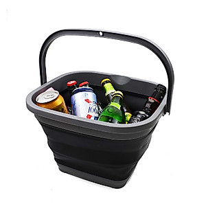 SAMMART 10L (2.6 Gallon) Collapsible Rectangular Handy Basket/Bucket (Grey/Black (Set of 2))
