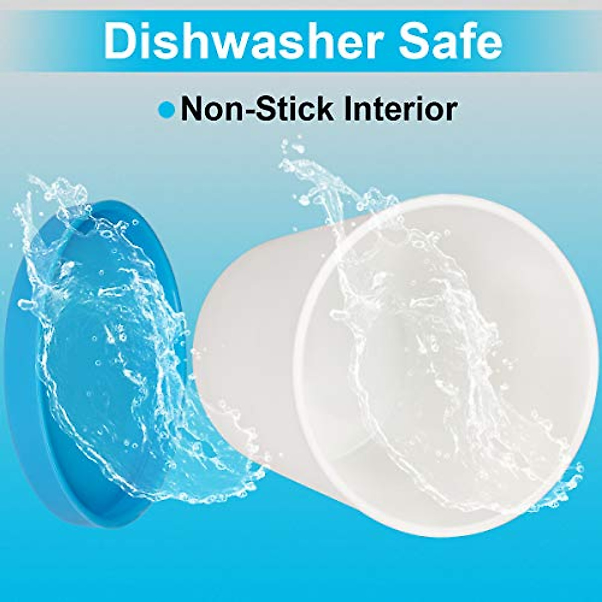 DUNCHATY Ice Cream Containers (Set of 2, 1 Quart Each) Freezer Dessert Containers Reusable Ice Cream Storage Cups with Silicone Lids for Homemade IceCream Frozen Yogurt Sorbet Blue