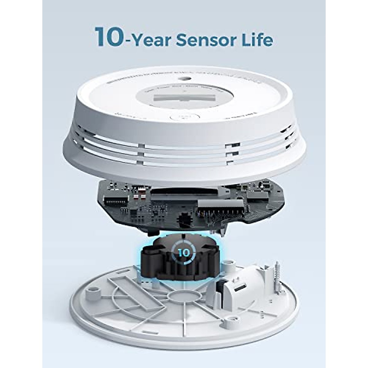 Smoke Carbon Monoxide Detector, AEGISLINK Interlinked Combination Smoke CO Alarm, Battery Powered, Wireless Interconnected, Digital Display, SC-RF220, 6-Pack