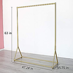 IronFashion Gold Clothing Rack, Boutique Display Clothes Rack with Wheels, Modern Garment Rack for Retail Use (47.24" L)
