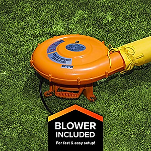 Sportspower My First Inflatable Water Slide - Heavy-Duty Outdoor Slide with Water Cannon and Splash Pool - Air Blower Included, 186" L x 80.4" W x 84" H