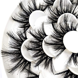 DAODER Lashes 25mm Mink Lashes Fluffy Thick Long Big Wispy False Eyelashes Dramatic Light Soft Bold Fake Eye Lashes Pack 7 Pairs