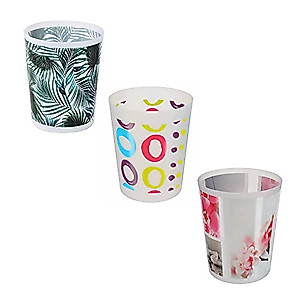 Evideco French Home Goods Orchid Printed Trash Can Wastebasket Plastic 4.5-liters-1.2-Gal