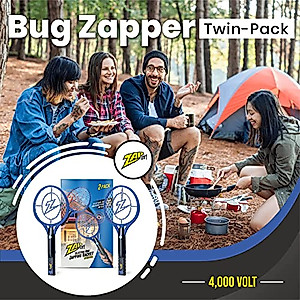 Zap It Bug Zapper - Fly Zapper Racket - Rechargeable Bug Zapper Racket, 4,000 Volt, USB Charging Cable, 2 Pack