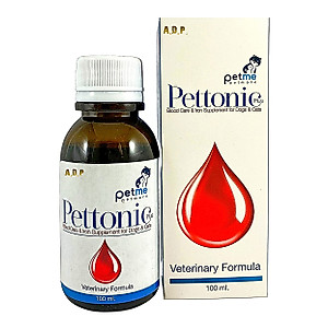 PETTONIC 100 ML. Tonic Pet Booster Liquid Dog Blood Support Iron Supplement for Dogs & Cats Puppies Kitten Food Multi Vitamins Folic B6 B12 Promotes Red Blood Cell, Fast Increasing Energy & Immunity
