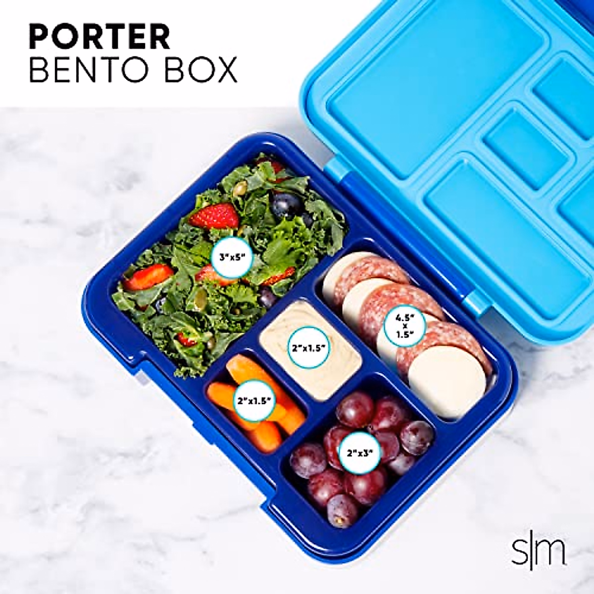 Simple Modern Bento Lunch Box for Kids | BPA Free, Leakproof, Dishwasher Safe | Lunch Container for Girls, Toddlers | Porter Collection | 5 Compartments | Fox and the Flower