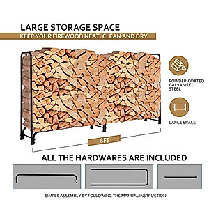 LIBMALL 6ft Outdoor Indoor Firewood Rack Log Holder with Waterproof Cover Combo for Wood Organizer and Storage