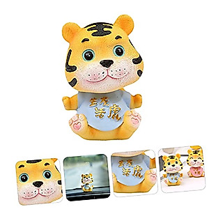 Abaodam 1pc Tiger Bobble Head Doll Chinese Gifts Bobbleheads Office Desk Decorations Bobblehead Animal Ornament Mascot Animal Figurine Cute Figure Model Souvenir Gift Tiger Car Ornaments
