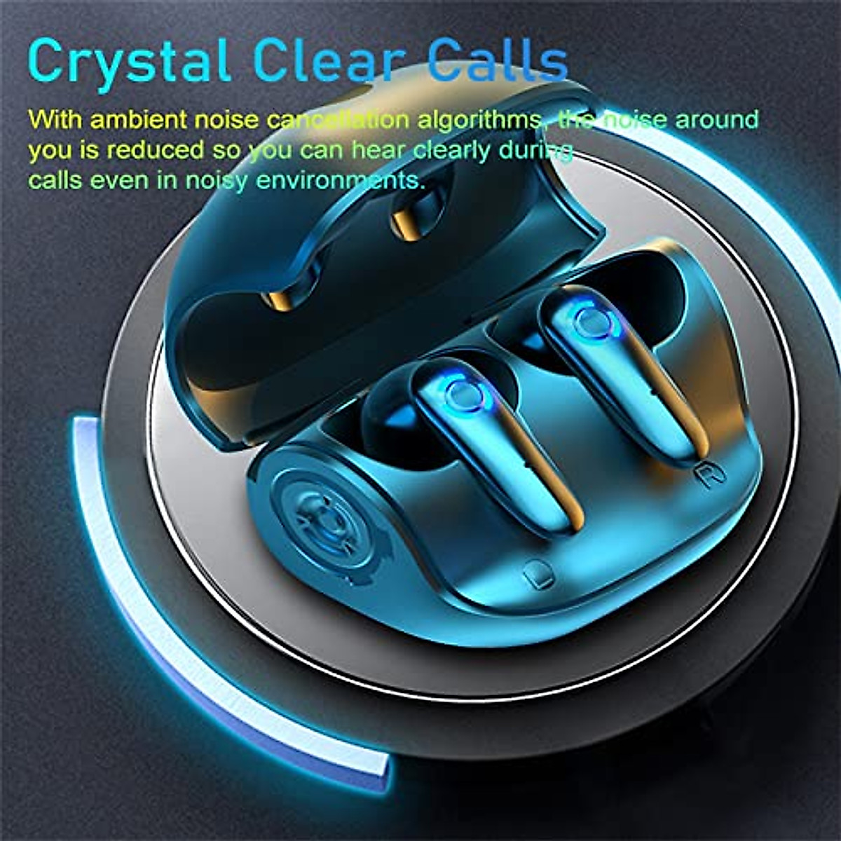 Ke1Clo True Wireless Bluetooth Earbuds with Charging Case, in-Ear Noise Cancelling Headphones, 5H Playtime, HiFi Stereo, Touch-Control Design for Work, Travel, Sports