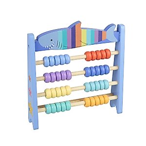 Orange Tree Toys Shark Wooden Abacus | Hand Painted Colorful Wooden Educational Puzzle Toy for Toddlers 3+, Sustainably Made, Perfect for Learning Math and Practicing Counting