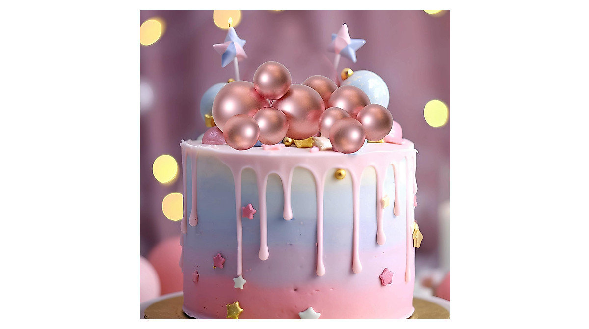 ASTARON Rose Gold Cake Topper Balls | 20 Mini Balloon Decorations