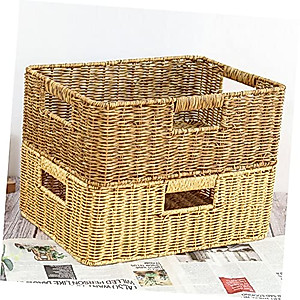 HOMOCONO Storage Basket Toilet Tank Basket Baskets for Food Container Basket for Toys Desktop Finishing Basket Toy Storage Bin Wicker Baskets Condiments Containers Keychain Holder Pp Brown