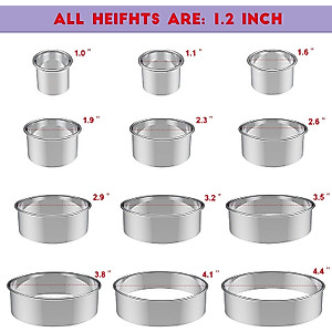 12 pcs Cookie Cutter Set, Lelance Round Donut Cutter, Heavy Duty Commercial 304 Stainless Steel Pastry Cutters to Effortless Cut & Size Dough, Pastry, Doughnut, Biscuit, English Muffins Halloween