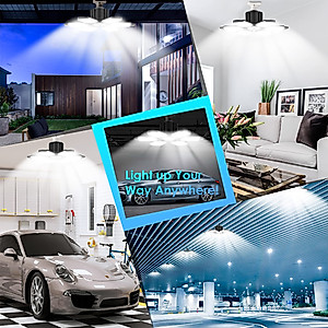 BRAINIAC 2 Pack 100W & 2 Pack 150W LED Garage Light Bulb Deformable Garage Light Fixture E26/E27 Screw-in Garage Lights Ceiling Led for Basement Workshop