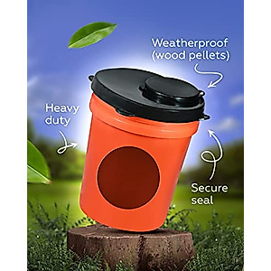 Skywin Storage Lid with Easy Pour Spout for Bucket - Weather-Resistant Rubber Black Lid with Easy Pour Spout - Multi-Purpose Wood Pellet Storage Containers, Bird Seed Container, Lump Charcoal Storage, or Pellet Storage Lid for Bucket (Not-Including Bucket