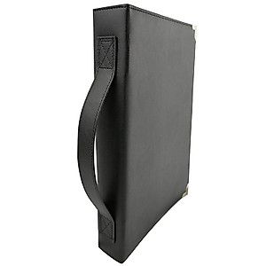 MSP Professional 3 Rings Portfolio Organizer, Music Choral Folder with, Handle, Detachable Strap and Bonus item: Plastic Strip Magazine Holders- Black (MSP-210S - 9.5" x 12.5")