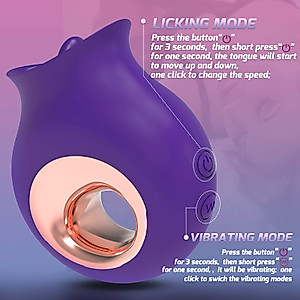 Adult Toys Rose Clitoral Vibrator, Tongue Licking Toy Vibrator with 9 Modes, Rechargeable & Waterproof Adult Sex Toys for Women Couples