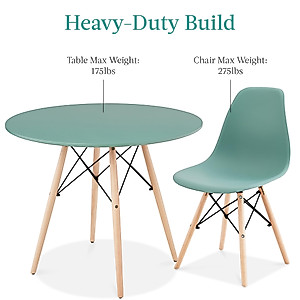 Best Choice Products 5-Piece Dining Set, Compact Mid-Century Modern Table & Chair Set for Home, Apartment w/ 4 Chairs, Plastic Seats, Wooden Legs, Metal Frame - Light Green/Oak