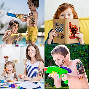 52 Pcs Temporary Tattoo for Kids Full Arm Castle Butterfly Cat Truck Dinosaur Rocket Planet Cute Animal Body Face Fake Arm Tattoos for Girls Boys Tiny Tattoo Stickers Birthday Gifts Party Supplies
