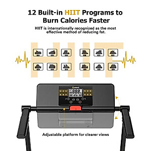 UREVO Folding Treadmill, 2.25HP Treadmills for Home with 12 HIIT Modes, Compact Mini Treadmill for Home Office, Space Saving Small Treadmill with Large Running Area, LCD Display, Easy to Fold (Black)