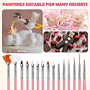 30 Pcs Cake Decorating Brushes Cake Painting Brushes Food Paint Brush Multiple Function Fondant Brush Cookie Brushes DIY Tools Set Cake Decorating Painting Tool Icing Pastry Brushes for Baking (Pink)