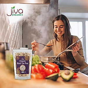 Jiva Organics Organic Black Eye Peas 2 Pound Bag - Cowpeas, Non-GMO, Natural