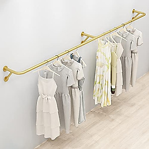 Wall-Mounted Clothing Garment Rack, Modern Simple Clothing Store Display Stand Garment Bar, Multi-purpose Hanging Rod Metal Pipe Clothes Rack, Closet Storage Clothes Organizer Towel Rack Clothes Rai