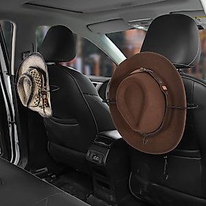 JINSIMAIER 2 Pack Hat Rack,Car Hat Holder,Cowboy Hat Holder for Trucks SUV,Cowboy Hat Holder, Hat Holder Car Clothes Hanger, Be Applicable Truck SUV Hard Hat Holder,Truck Seat Car Accessories, Black