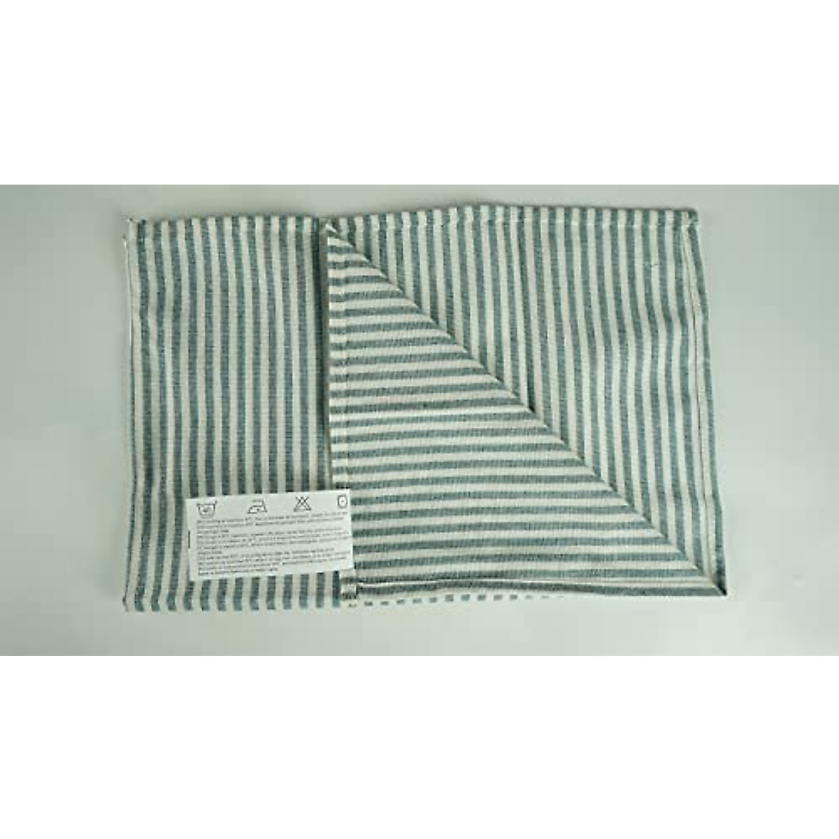 INFEI Plain Striped Cotton Linen Blended Dinner Cloth Napkins - Set of 12 (40 x 30 cm) - for Events & Home Use (Ocean)