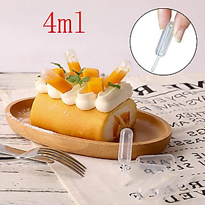 Magic&shell 4ml Pipette 100PCS 4ml Disposable Plastic Squeeze Transfer Droppers Liquid Injectors for Chocolate Ice Cream Cupcakes