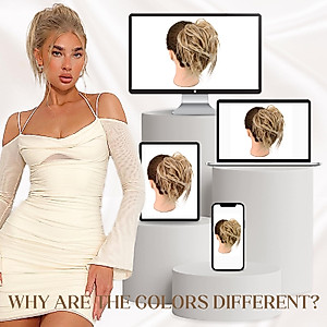 HMD Tousled Updo Messy Bun Hairpiece Hair Extension Ponytail With Elastic Rubber Band Updo Ponytail Hairpiece Synthetic Hair Extensions Scrunchies Ponytail Hairpieces for Women (12H24)