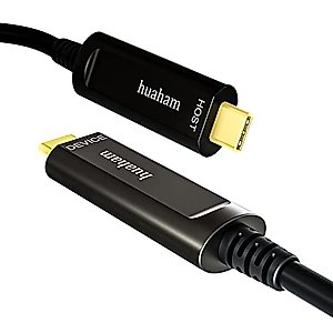 huaham USB C to USB C Fiber Optic Cable 15M/50FT, USB 3.1 Cable 10Gbps Gen2 Long Distance Transmission Slim, Ultra High Speed USB Cable for VR, Xbox, Logitech Camera, Laptop etc