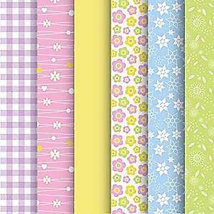 Whaline Spring Tissue Paper 90 Sheet Colorful Gift Wrapping Paper 6 Designs Flower Patterned Tissue Paper for DIY Art Craft Easter Birthday Wedding Gift Packing Party Bags Decoration, 13.8 x 19.7"