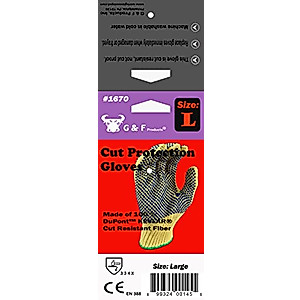 G & F Products 1670L Cut Resistant Work Gloves, 100% Kevlar Knit Work Gloves, Make by DuPont Kevlar, Protective Gloves to Secure Your Hands From Scrapes, Cuts In Kitchen, Wood Carving, Carpentry & DEA, Yellow