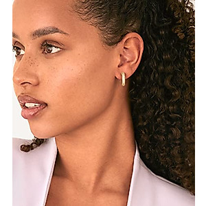 PAVOI 14K Yellow Gold Plated 925 Sterling Silver Post Cubic Zirconia Chunky Hoop Earrings | Thick Lightweight Gold Hoop Earrings for Women | Fully Studded Hoop Earring