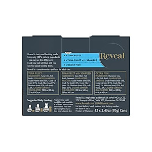 Reveal Natural Wet Cat Food, 12 Pack, Limited Ingredient Canned, Grain Free, Variety of Fish Flavors in Broth, 2.47oz Cans
