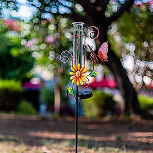 Stargarden Butterfly Rain Gauge Outdoor,Solar Garden Rain Gauge Decorative Waterproof for Yard Garden Patio Lawn