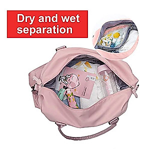 Womens travel bags, weekender carry on for women, sports Gym Bag, workout duffel bag, overnight shoulder Bag fit 15.6 inch Laptop Pink Large