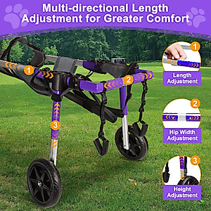 Virbraroo Dog Wheelchair for Back Legs Large Ultra-Light Aluminum Alloy, Upgraded All-Terrain Tires Dog Wheels for Back Legs for 19.6"-29.5", 88.1-132.2 lbs Disabled or Injured Large Dogs(XXL)