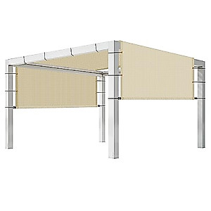 AwnPro 9' x 12' Beige Outdoor Pergola Shade Cover Canopy for Patio Deck Porch Backyard Gazebo Replacement Shade Cover with Spaced Grommets Weighted Rods